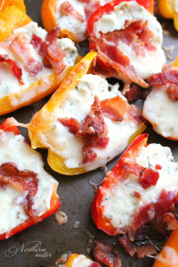 Bacon, Herb & Garlic Stuffed Sweet Mini Peppers | THM: S - Northern Nester